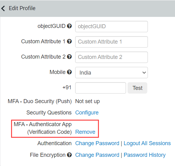 Configuring Authenticator app (verification code)
